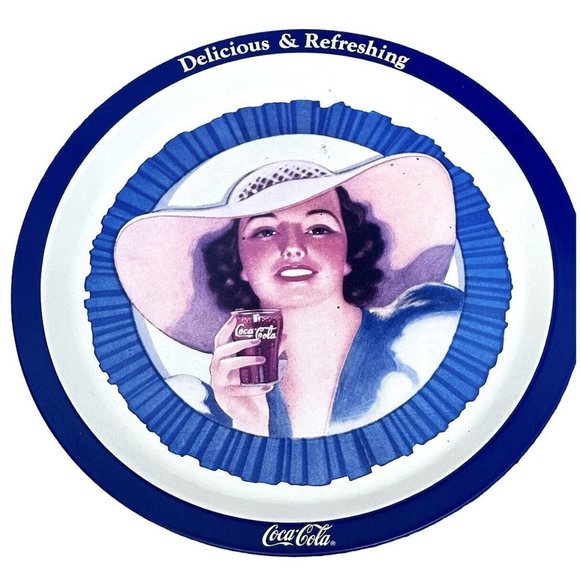 Coca Cola | Accents | Coca Cola 937 Blue Lady Metal Advertising Tray ...